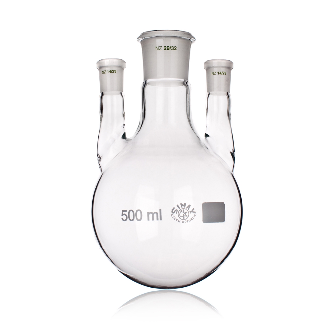 Flask, Round Bottom, 3 Jointed Necks, Borosilicate Glass - Dixon Science