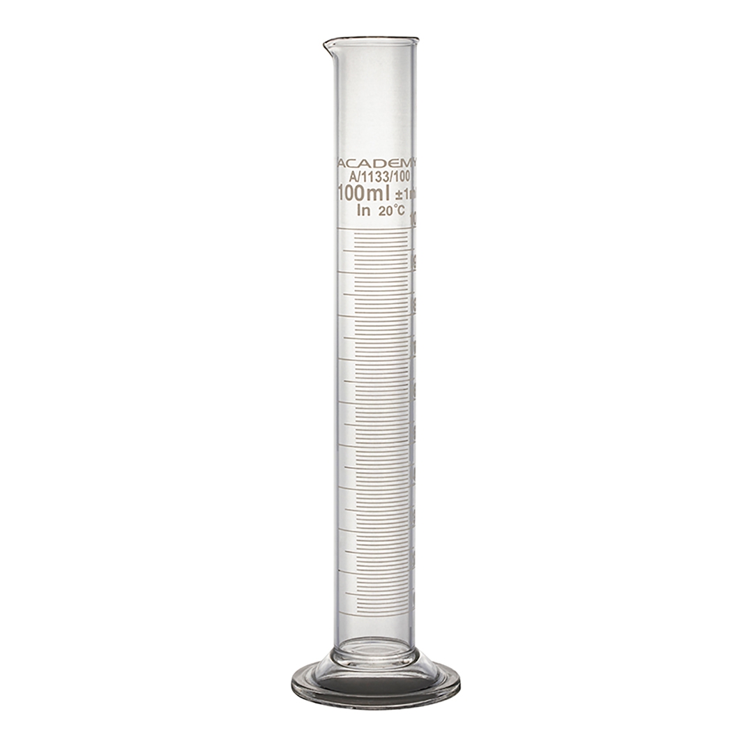 Measuring Cylinder, Round Base, White Graduations - Academy Science