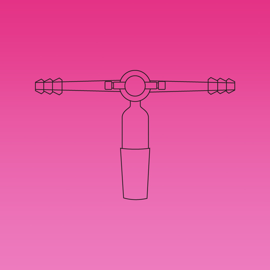T-Bore PTFE Stopcock, 180 Degrees, Hose Connections, Glass - Dixon Science