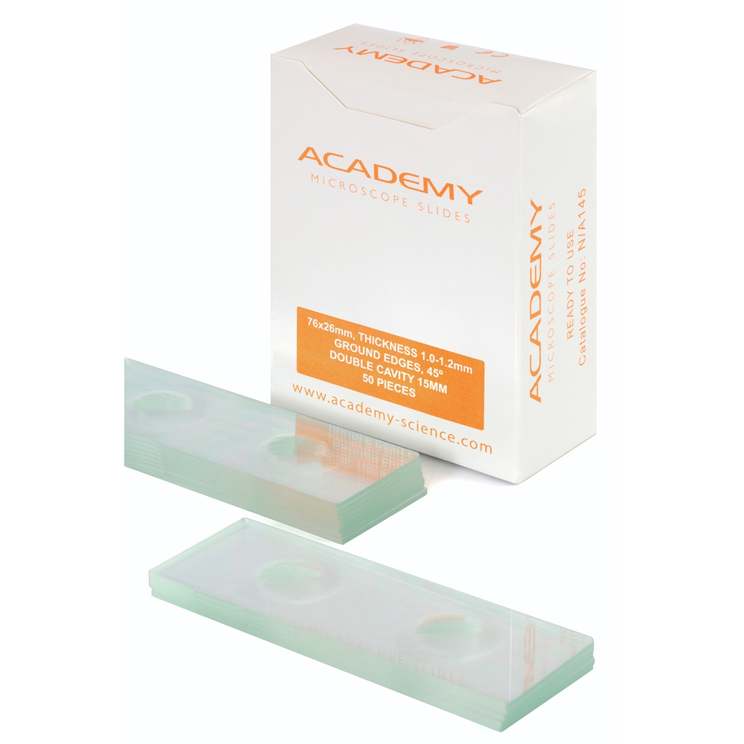 Academy Microscope Slide 76x26mm 1.0-1.2mm Double Cavity, Pack Of ...