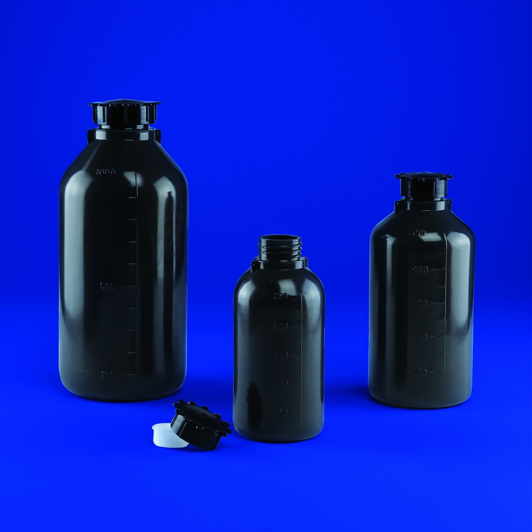 Narrow Neck Bottles Grey, Material PE - Dixon Science